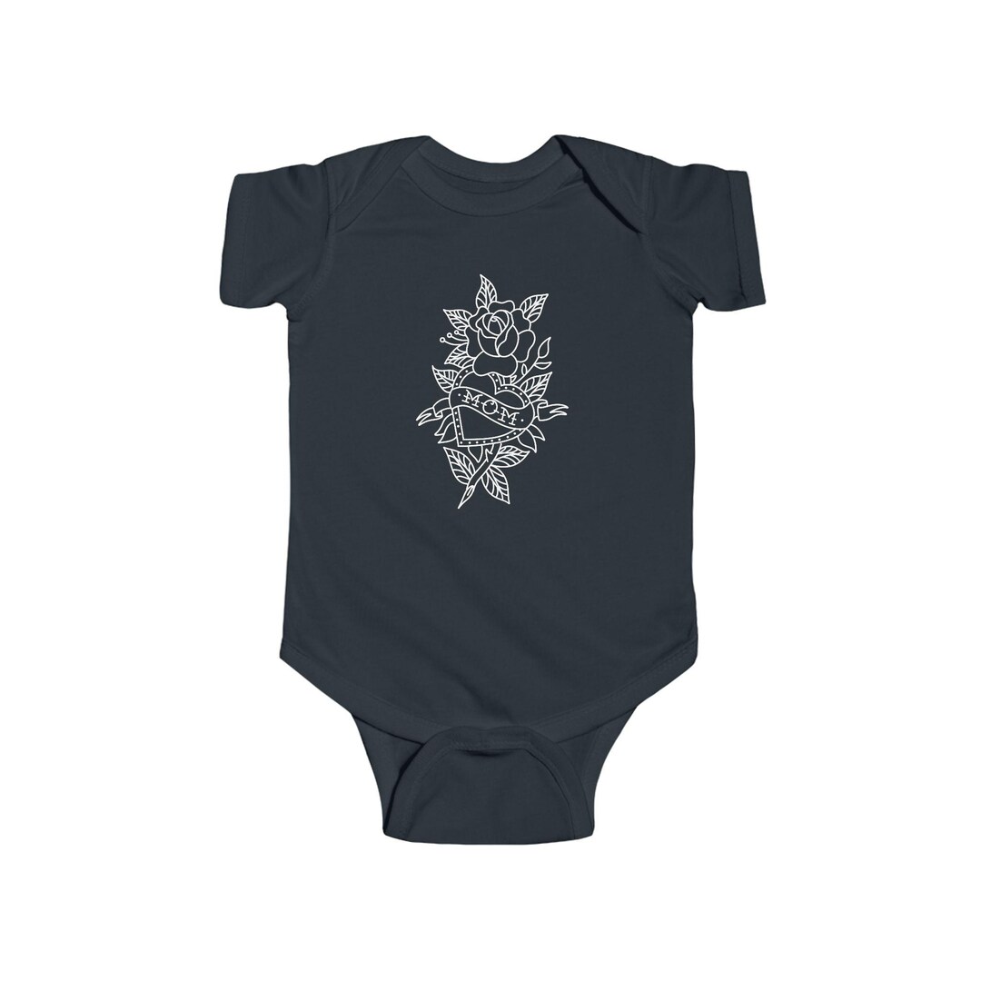 American Traditional Tattoo Heart and Rose Baby Onesie, Tattoo-inspired ...