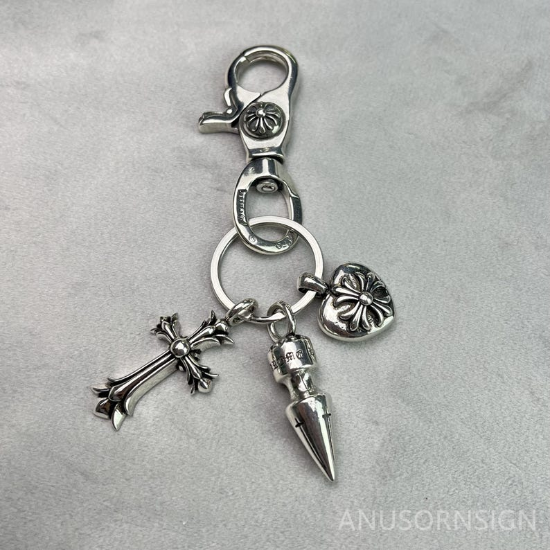 Punk Rock Keychain,spiked Skull Charm for Keys & Bags - Etsy