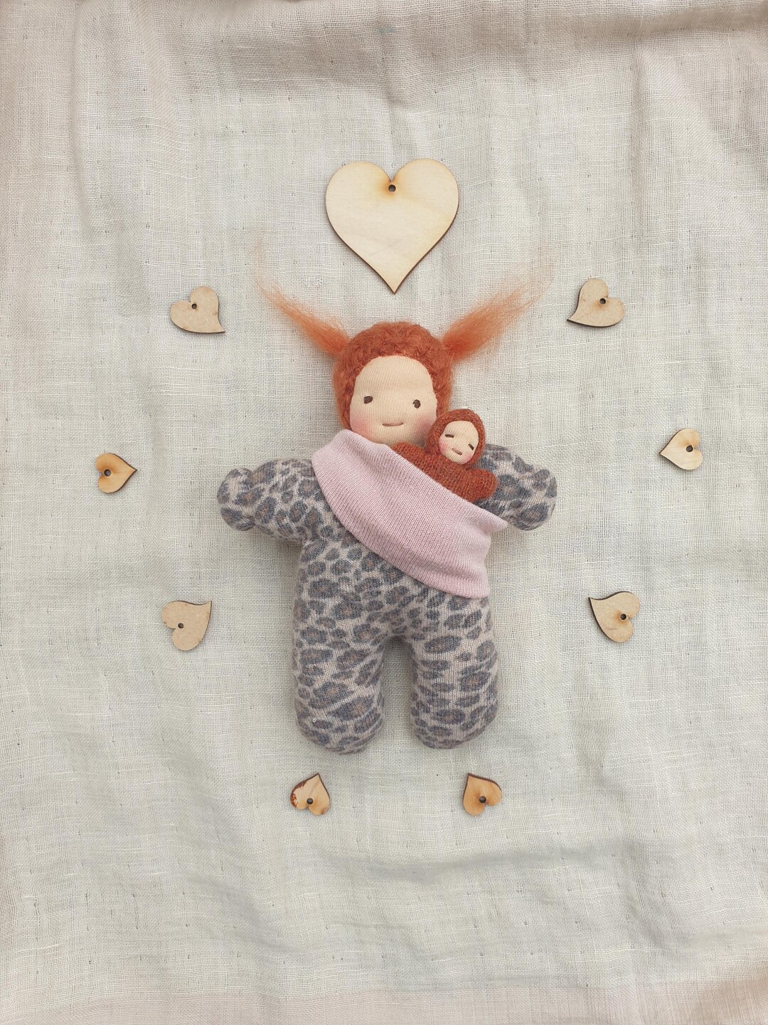 READY TO SHIP Woolly Cuddle Mama, With Baby in Sling , Waldorf Cuddle ...