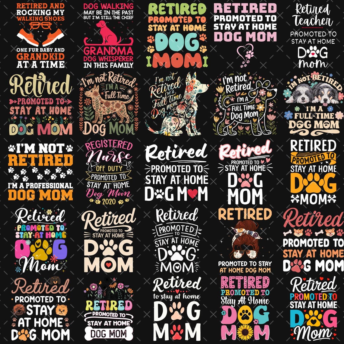 Retired Dog Mom PNG Bundle, Dog Dad Png, Pet Lover Bundle, Funny Dog ...