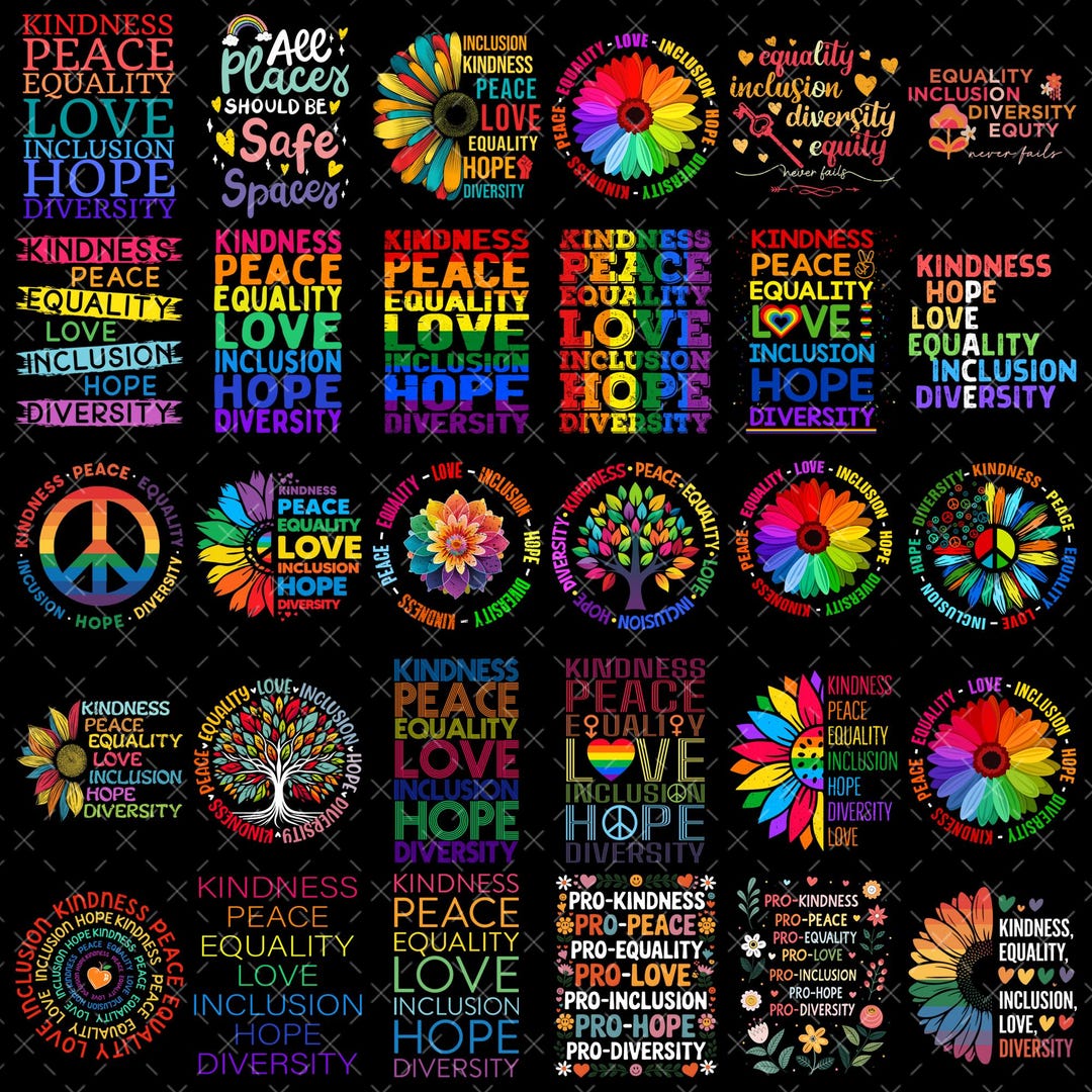 Equality Inclusion Diversity PNG Bundle, Kindness Hope Love Digital ...