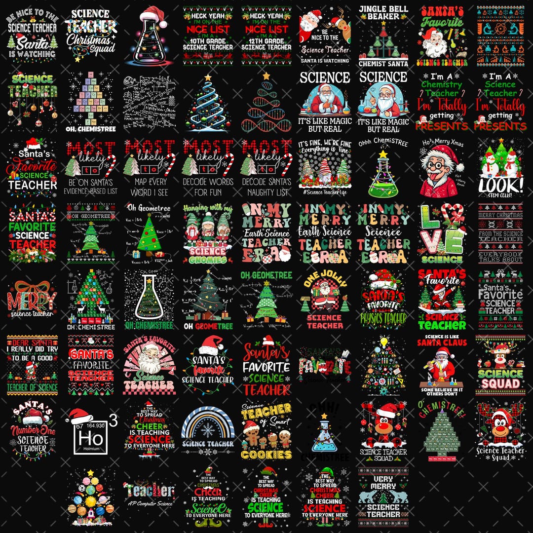 Science Teacher Christmas PNG Bundle | Funny Science Xmas Quotes ...