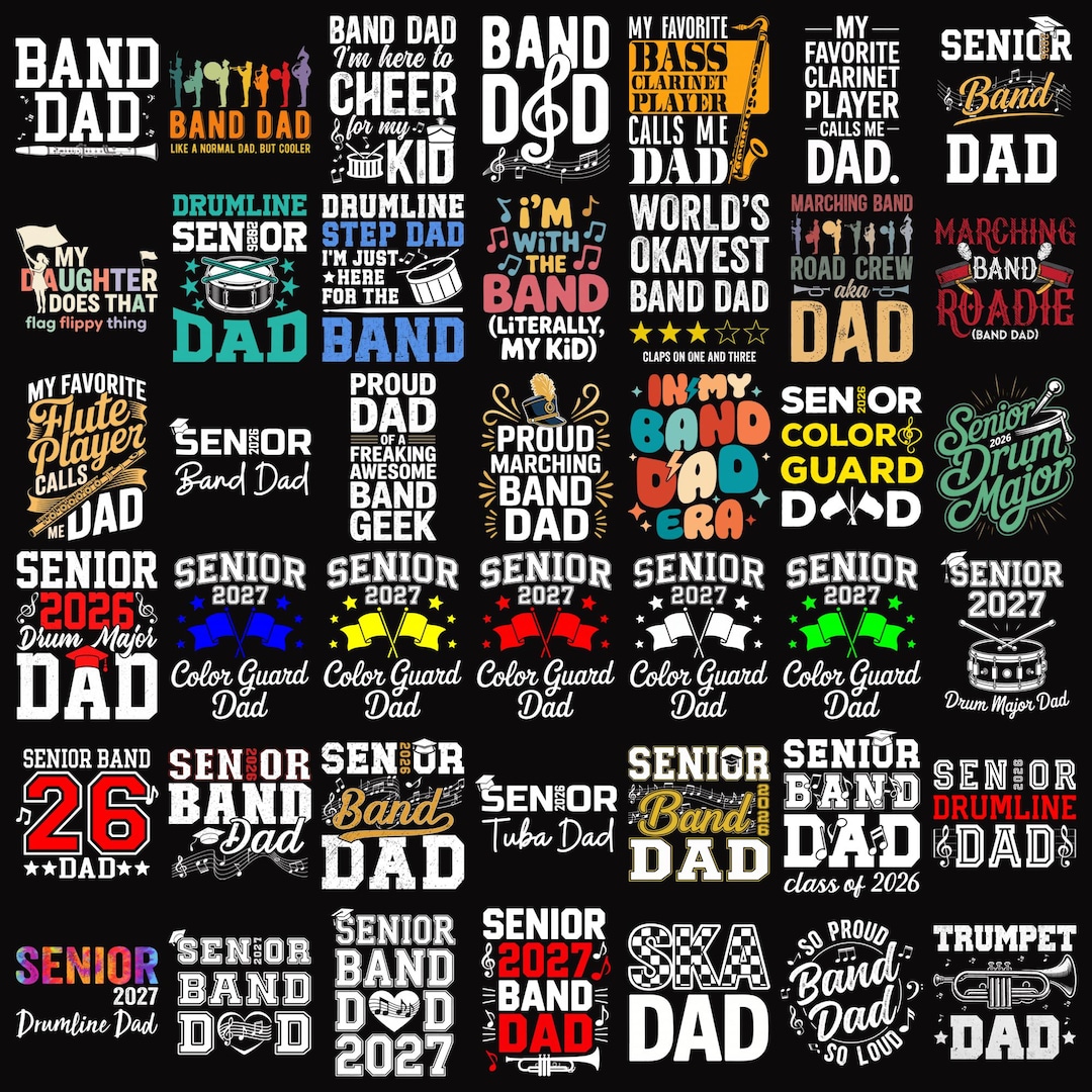 Band Dad Png Bundle, Band Dad PNG Marching Band Dad Shirt Design ...