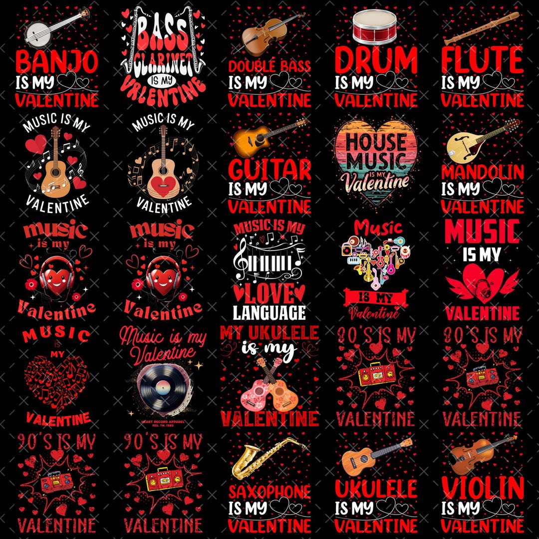 12+ Music is My Valentine PNG Bundle – Music Lover Valentine PNG for ...