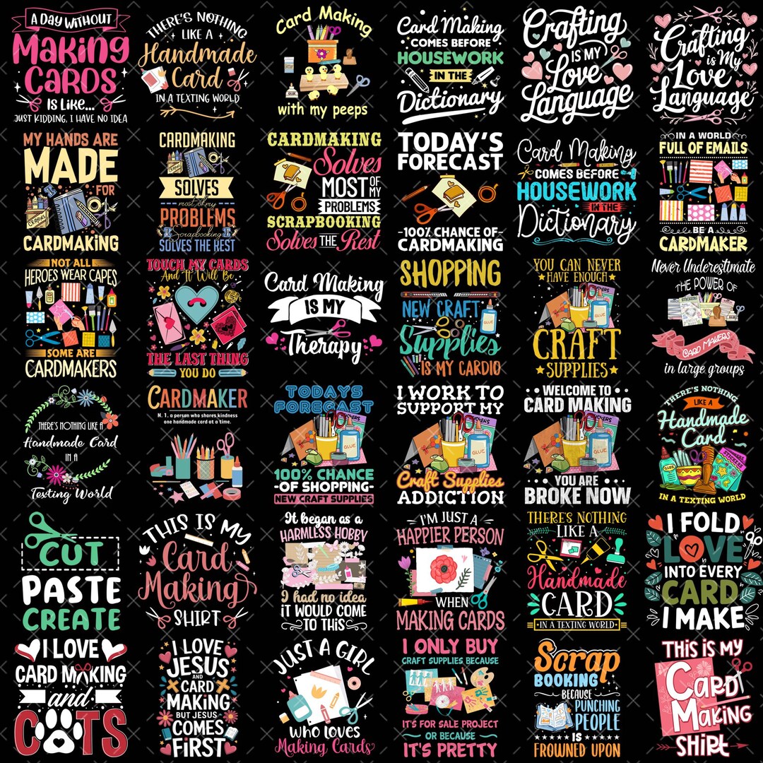 Cardmaking PNG Bundle, Funny Handmade Card Quotes Sublimation Design ...