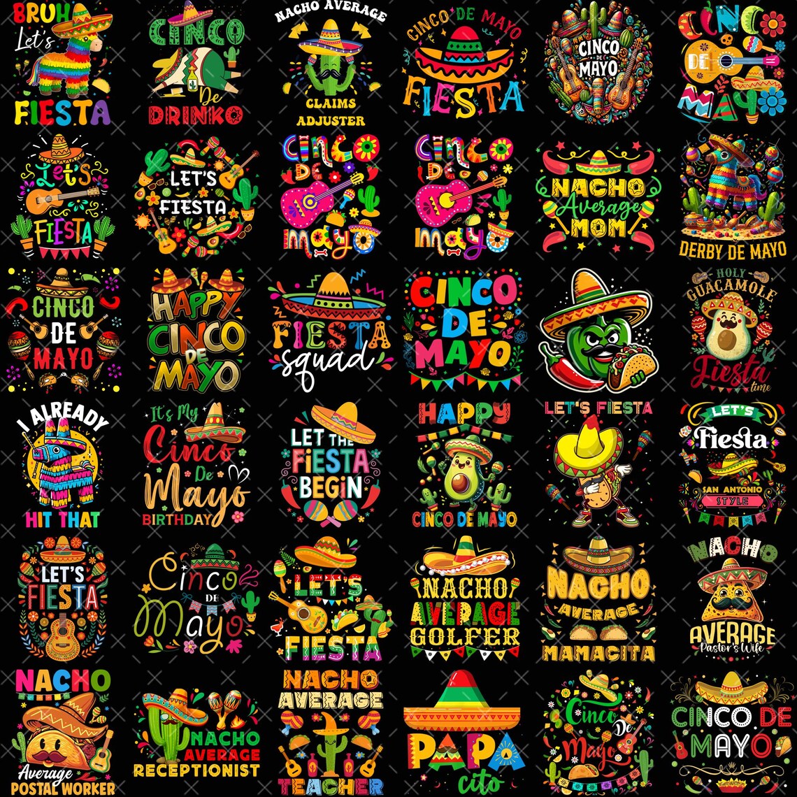 Cinco De Mayo PNG Bundle, Let’s Fiesta Digital Download, Mexican Party ...
