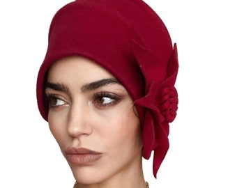 Cloche Hat Dark Red Vintage Style Flapper 1920s Art Deco | Etsy