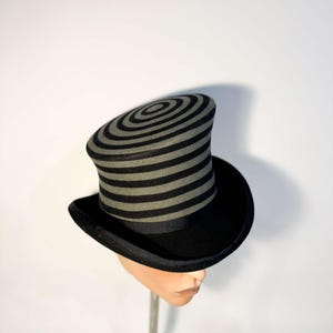 Asymmetric Top Hat, Stripped Crown, Wool Felt Hat, Women Men Hat ...
