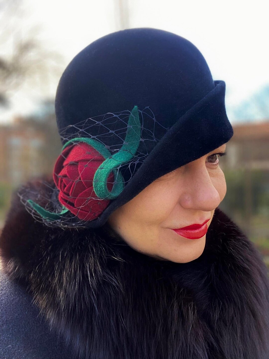 Vintage Style, Flapper, Black Cloche Hat, 1920s, Art Deco, Art Nouveau ...