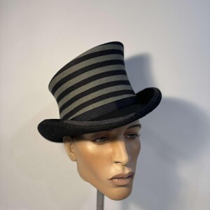 Asymmetric Top Hat, Stripped Crown, Wool Felt Hat, Women Men Hat ...