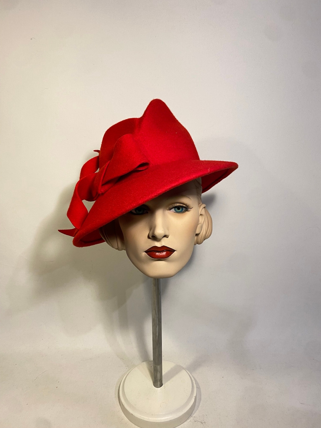 Asymmetric Fedora Hat With Stylish Bow, Wool Felt Hat, Women Hat ...