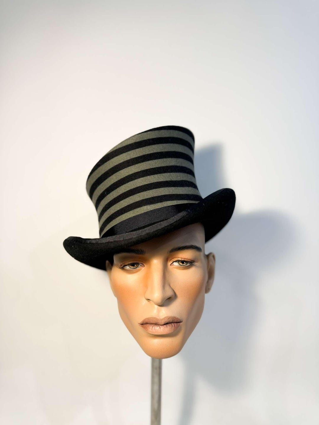 Asymmetric Top Hat, Stripped Crown, Wool Felt Hat, Women Men Hat ...