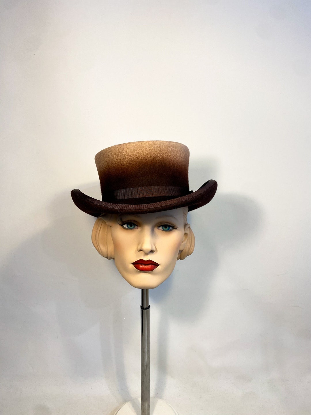 Low Top Hat, Two Shaded: Brown and Beige, Wool Felt Hat, Women Men Hat ...
