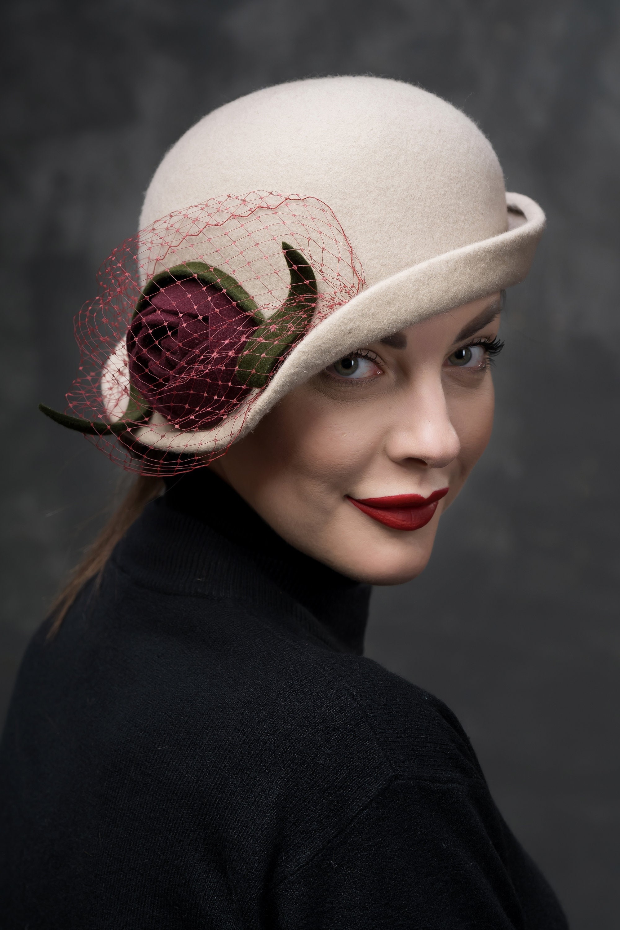 Vintage Style Flapper Ivory Cloche Hat 1920s Art Deco Art | Etsy