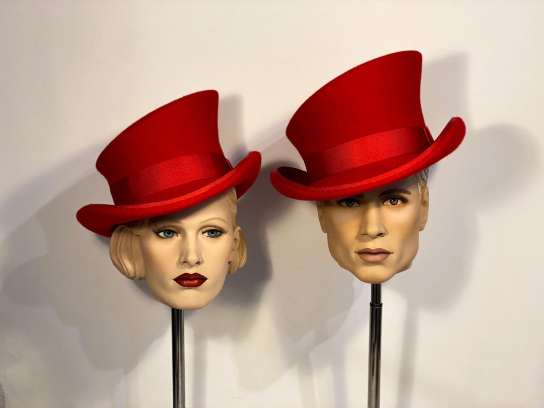 Asymmetric Top Hat, Scarlet, Victorian Hat, Edwardian Hat, Steam Punk ...