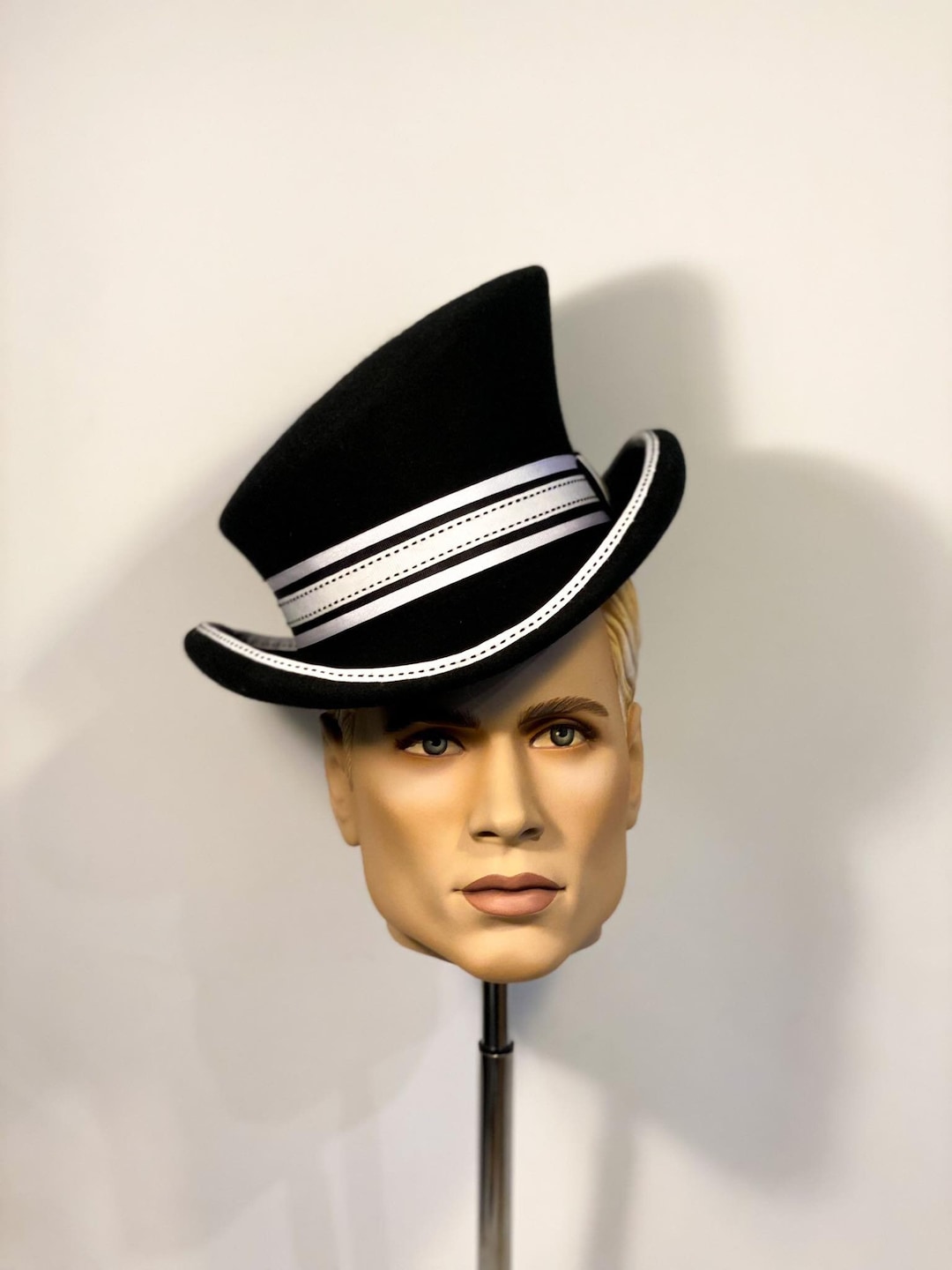 Asymmetric Top Hat, Vintage Grosgrain Ribbon, Wool Felt Hat, Women Men ...