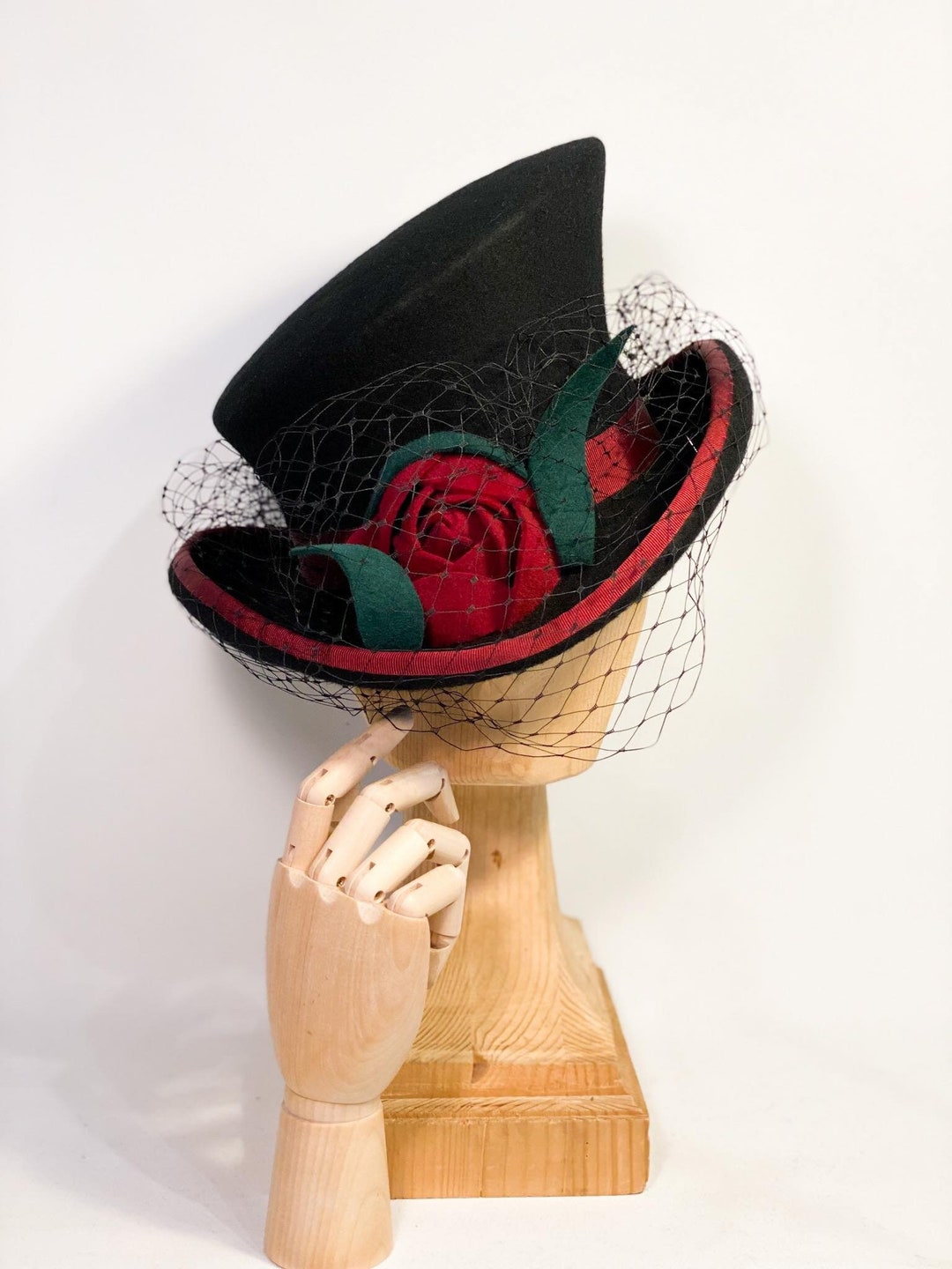 Asymmetric Top Hat, Black Wool Felt Hat, Women Men Hat, Unisex Hat ...