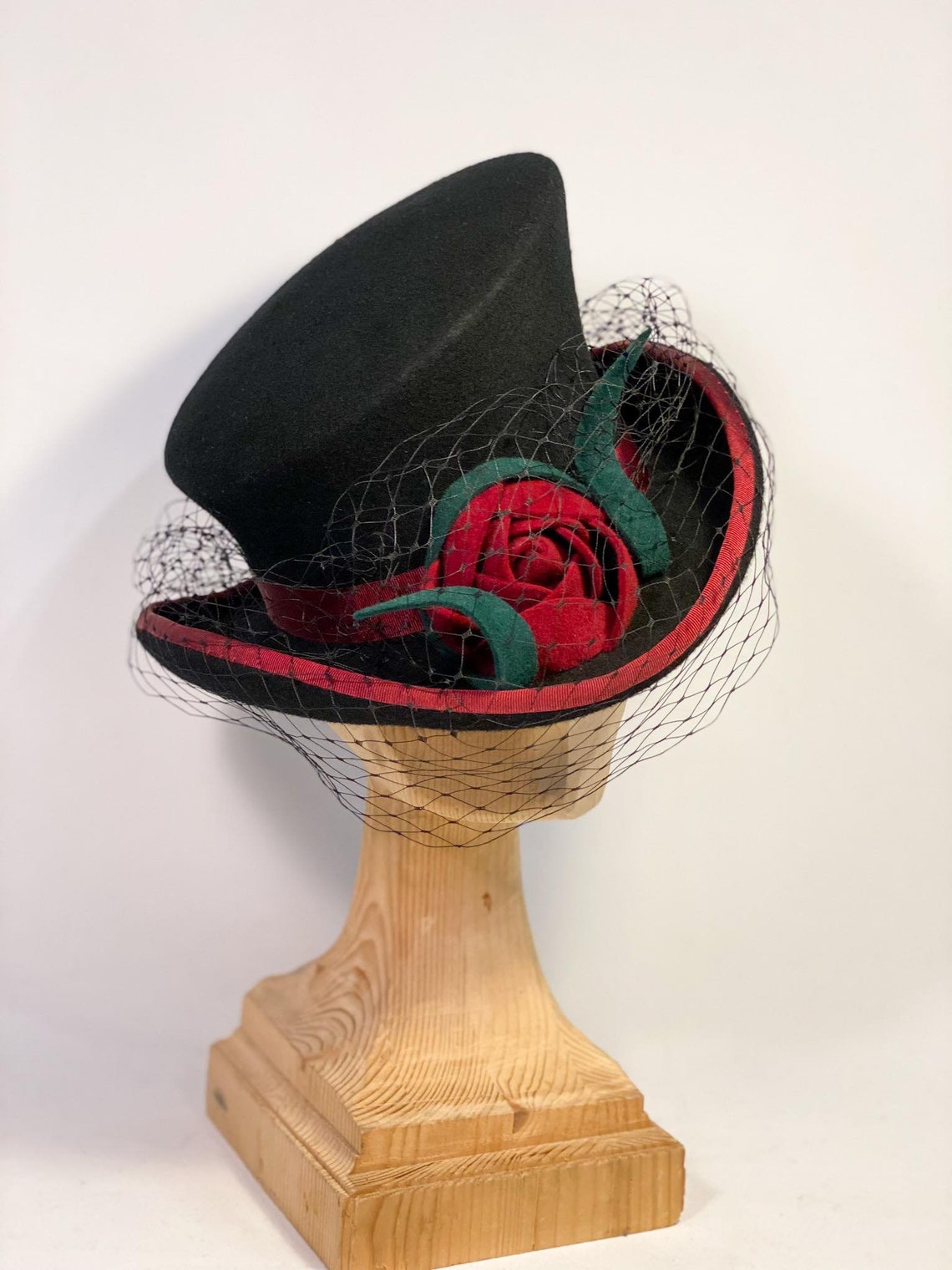 Asymmetric Top Hat Black Wool Felt Hat Women Men Hat Unisex - Etsy