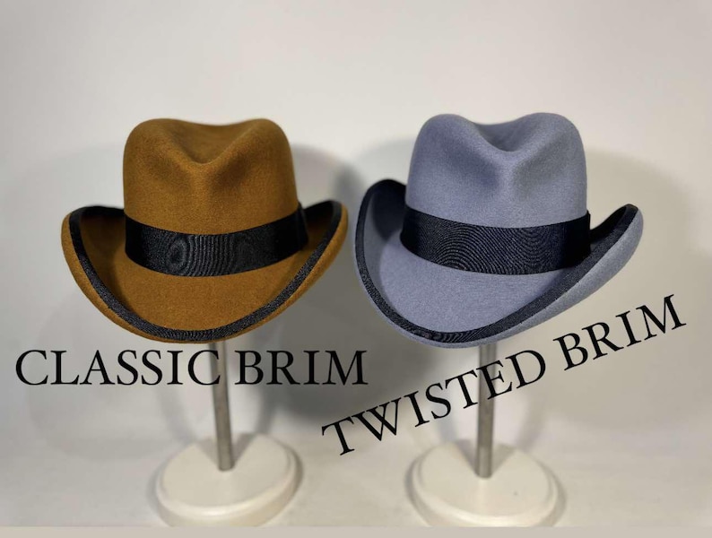 Homburg Style Hat With TWISTED Brim, Completely Handmade Shaped Crown ...