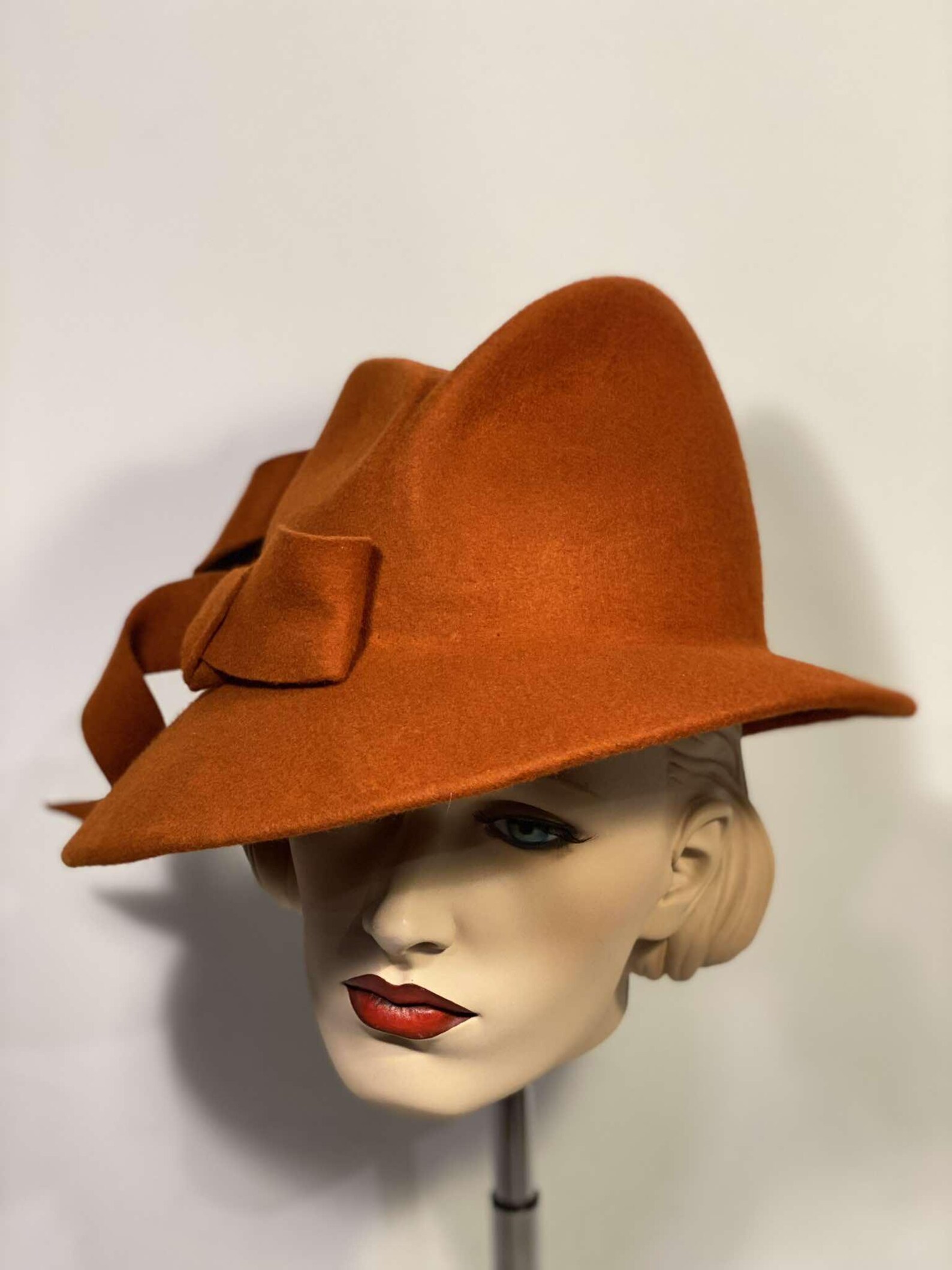 Asymmetric Fedora Hat With Stylish Bow, Wool Felt Hat, Women Hat ...