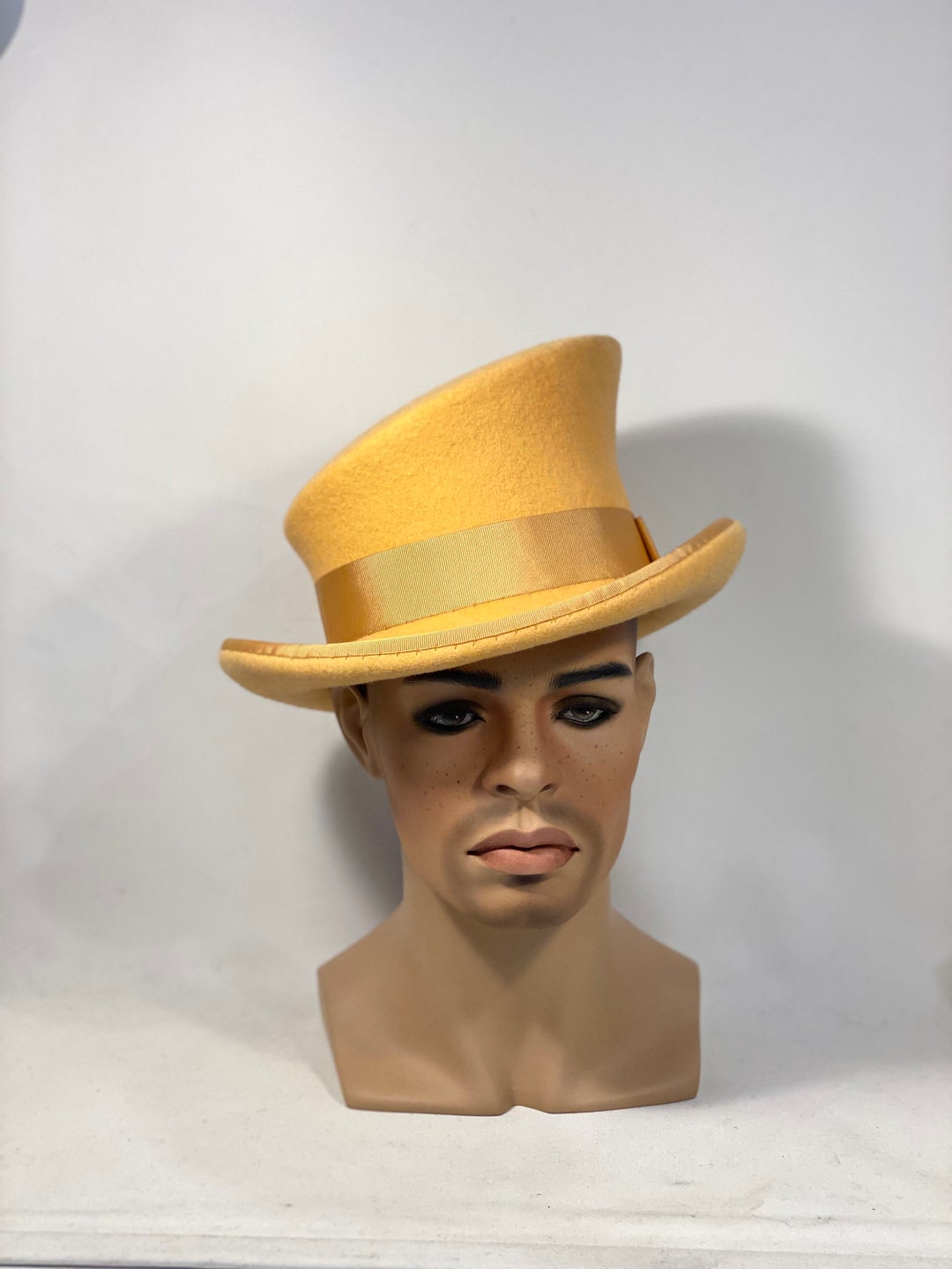 Asymmetric Top Hat, Wool Felt Hat, Mustard Color Hat, Topper Hat ...