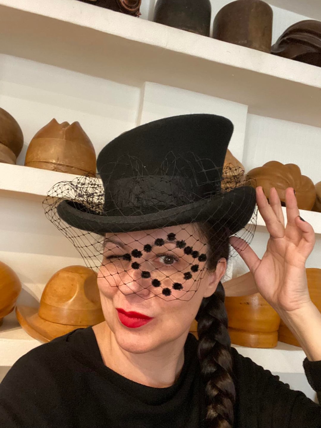 Asymmetric top hat, veil, millinery net, great gatsby hat, steam punk ...