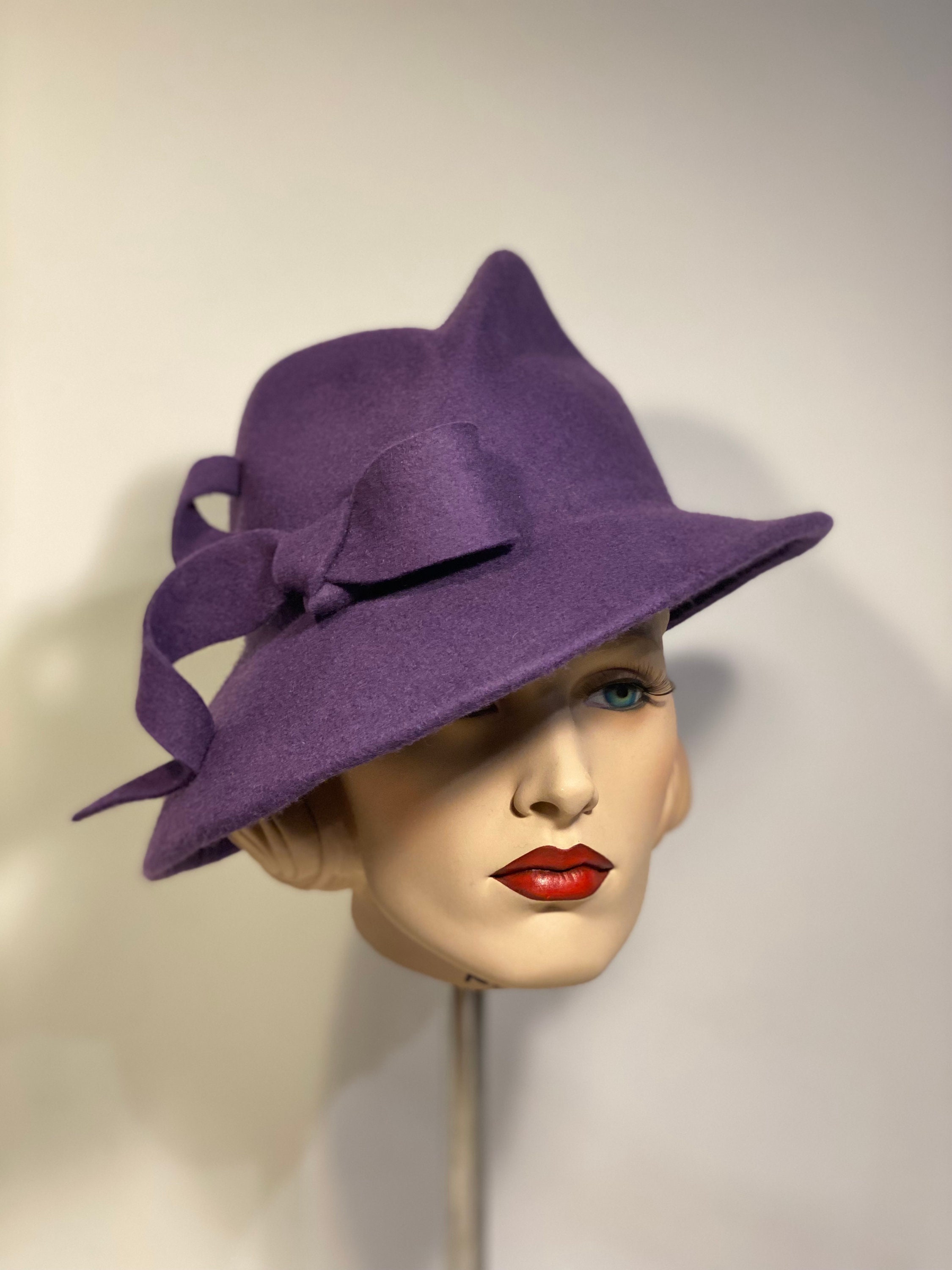 Asymmetric Fedora Hat With Stylish Bow, Wool Felt Hat, Women Hat ...