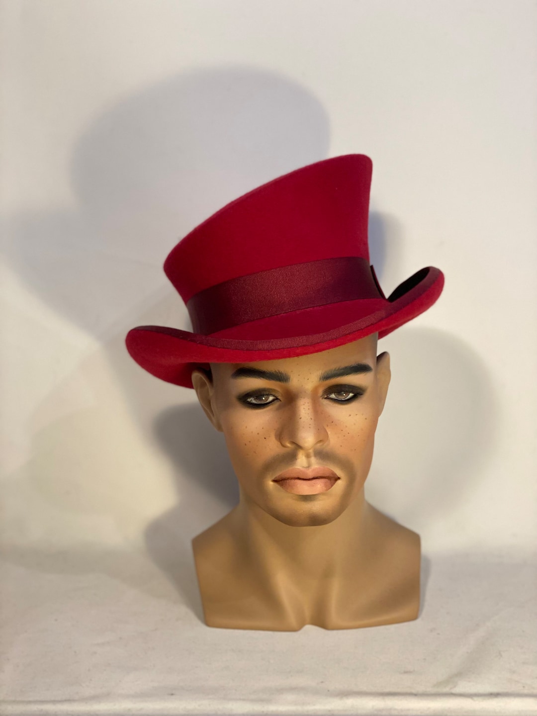 Asymmetric Top Hat, Wool Felt Hat, Red Hat, Topper Hat, Victorian Hat ...