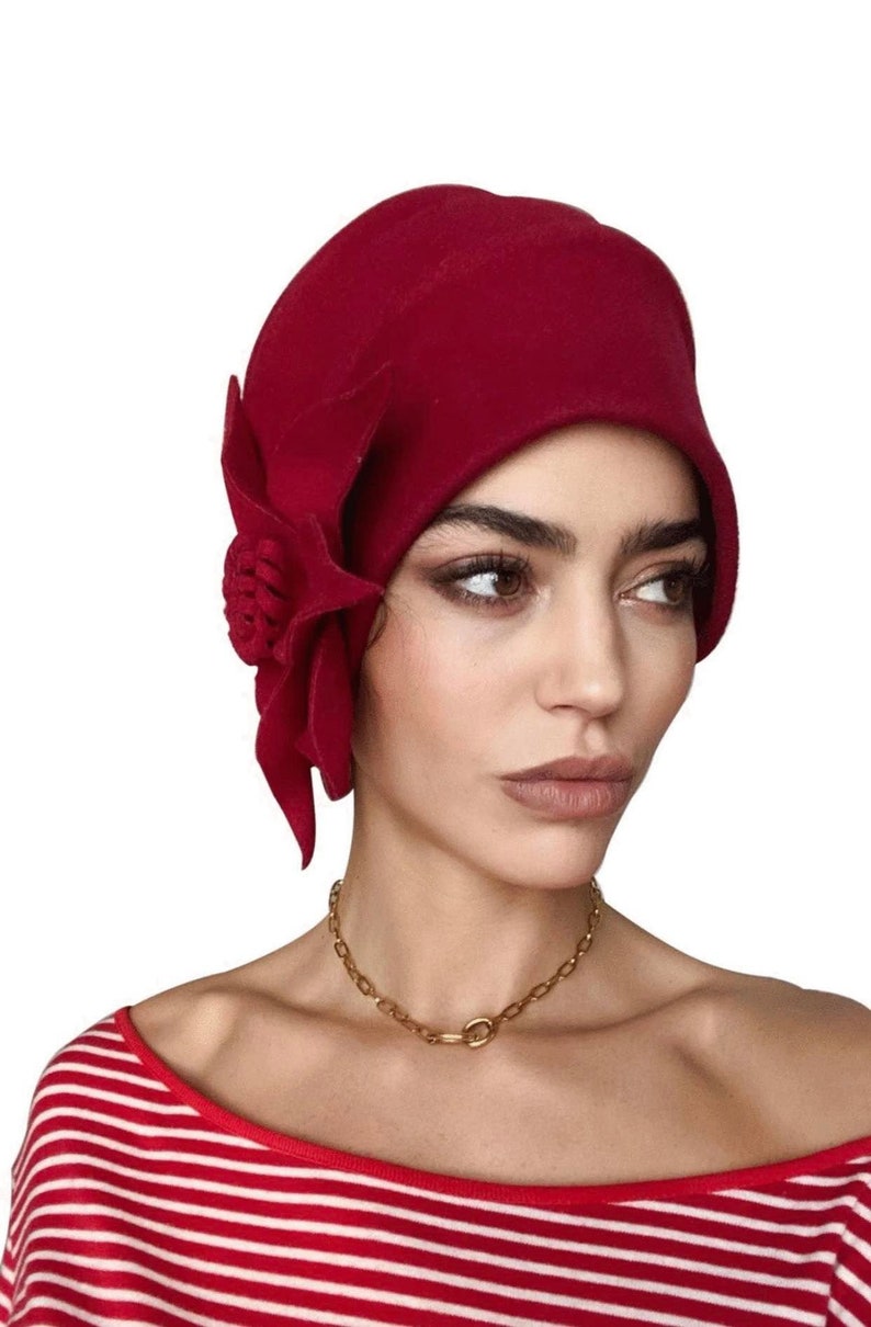 Cloche Hat, Dark Red, Vintage Style, Flapper, 1920s, Art Deco, Art ...