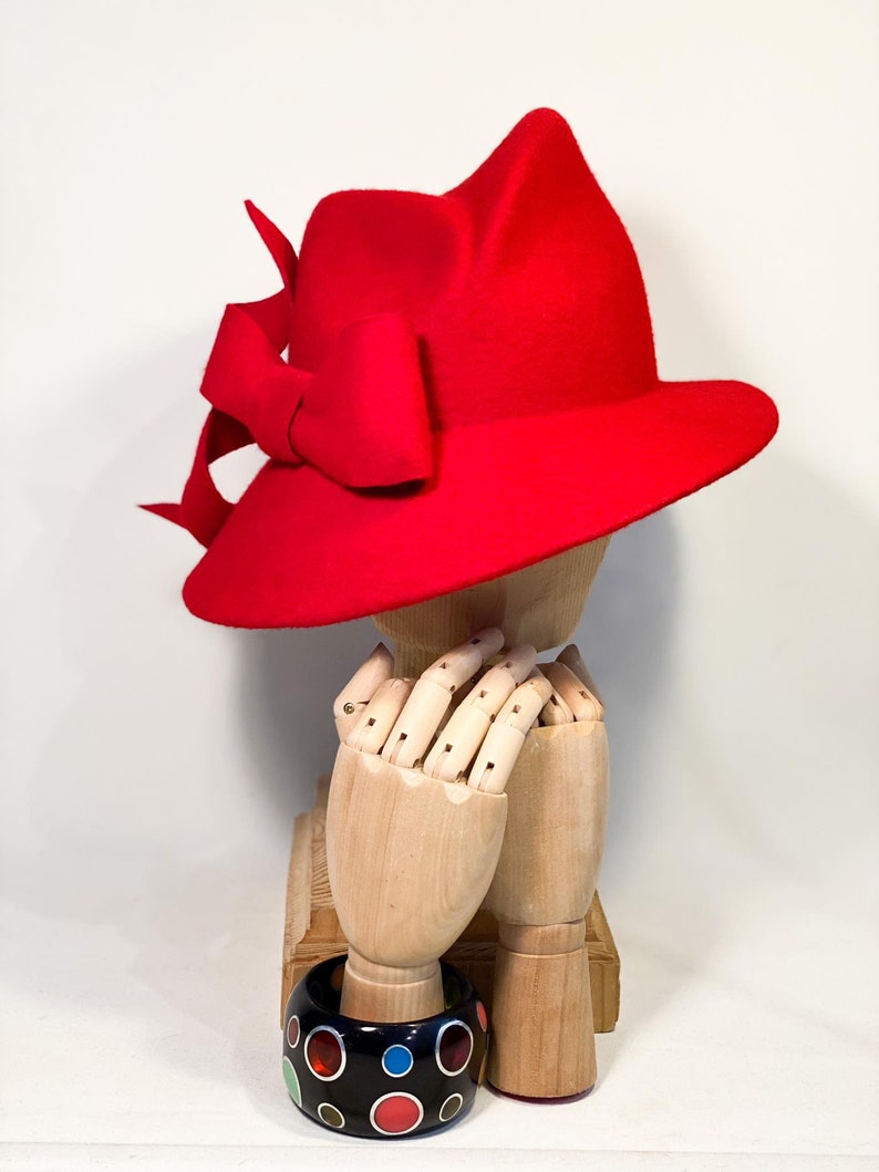 Asymmetric Fedora Hat With Stylish Bow, Wool Felt Hat, Women Hat ...