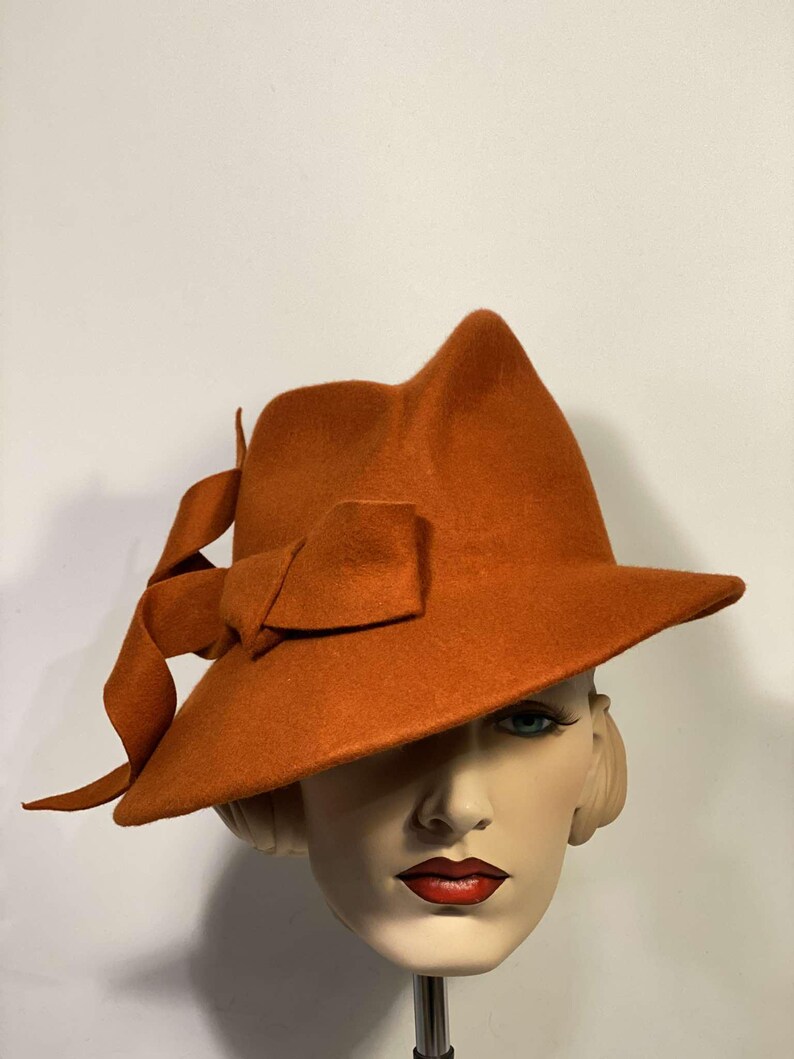 Asymmetric Fedora Hat With Stylish Bow, Wool Felt Hat, Women Hat ...