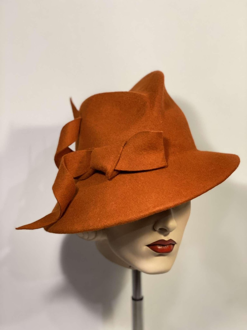 Asymmetric Fedora Hat With Stylish Bow, Wool Felt Hat, Women Hat ...