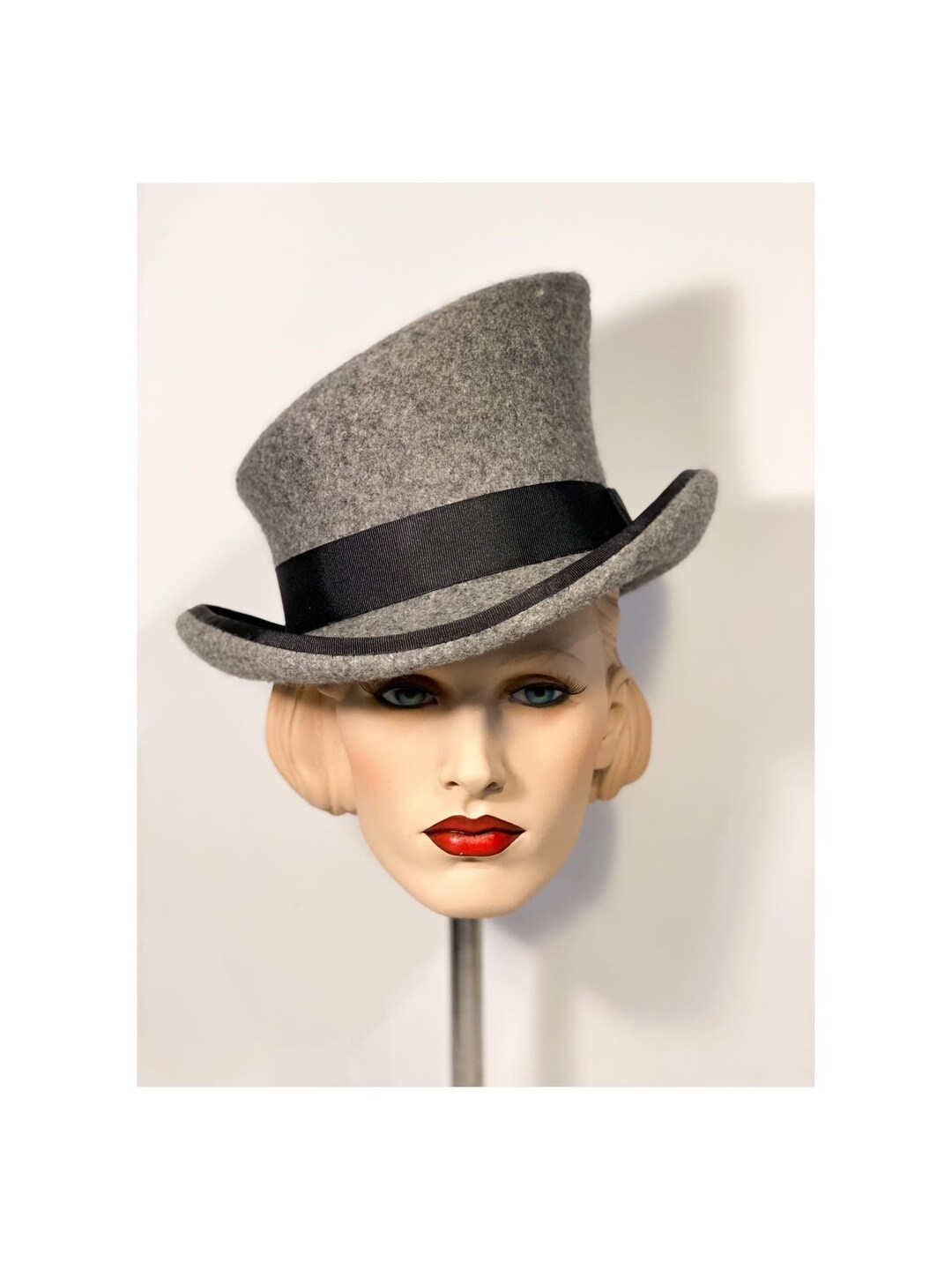 Asymmetric Top Hat, Melange Gray Shade, Wool Felt Hat, Women Men Hat ...