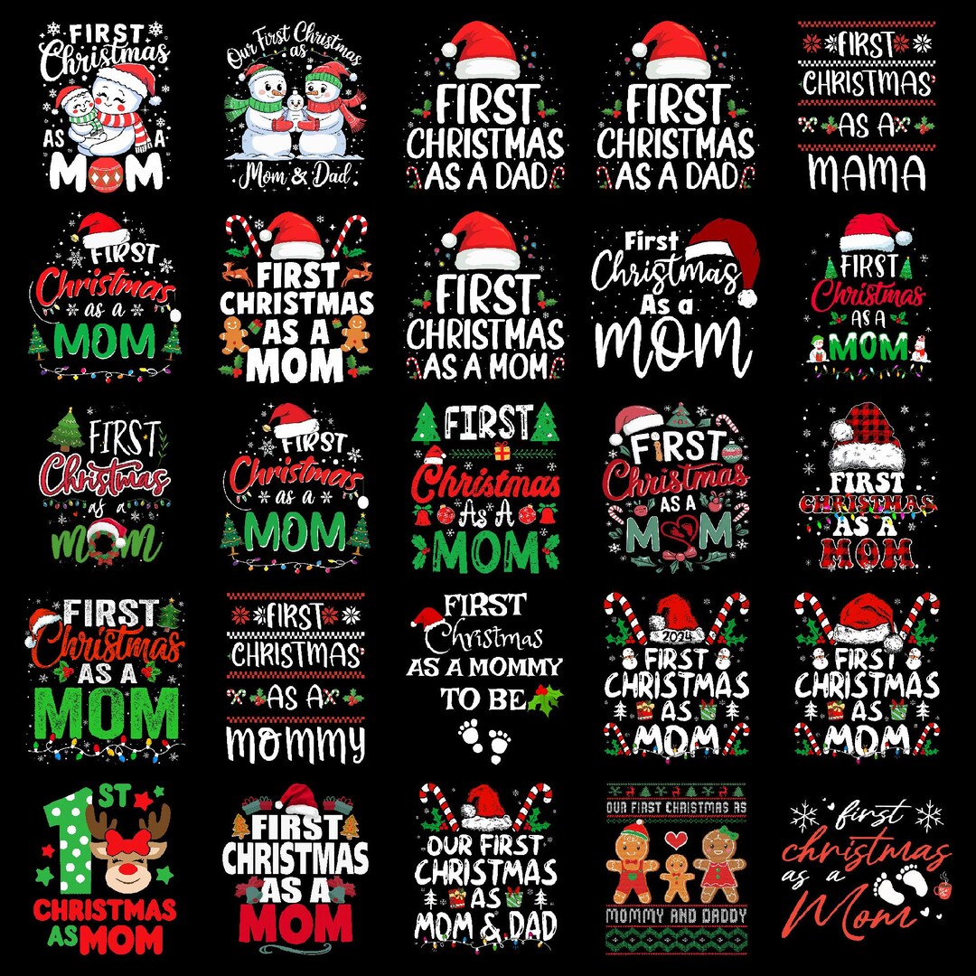 First Christmas PNG Bundle, Family Milestone Holiday Png, Mom Dad ...