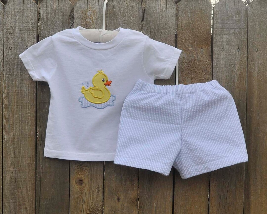 Ducky Monogrammed Shirt and Short Set, Shirt With Seersucker Shorts ...