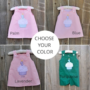 Baby's First Birthday Dress, Personalized Cupcake on Cotton Jumper ...