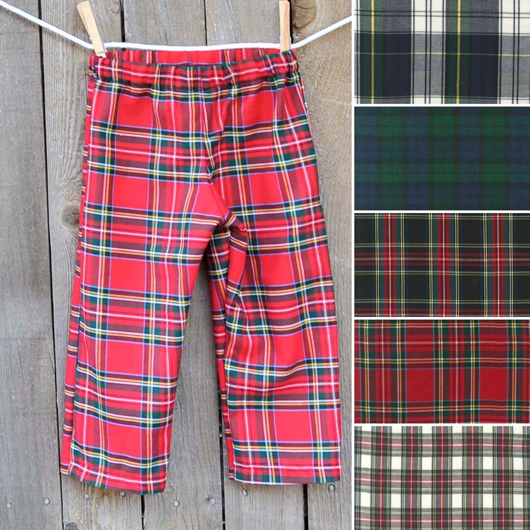 Red Christmas Pants, Lightweight Red Boys Plaid Pants or Shorts, Tartan ...
