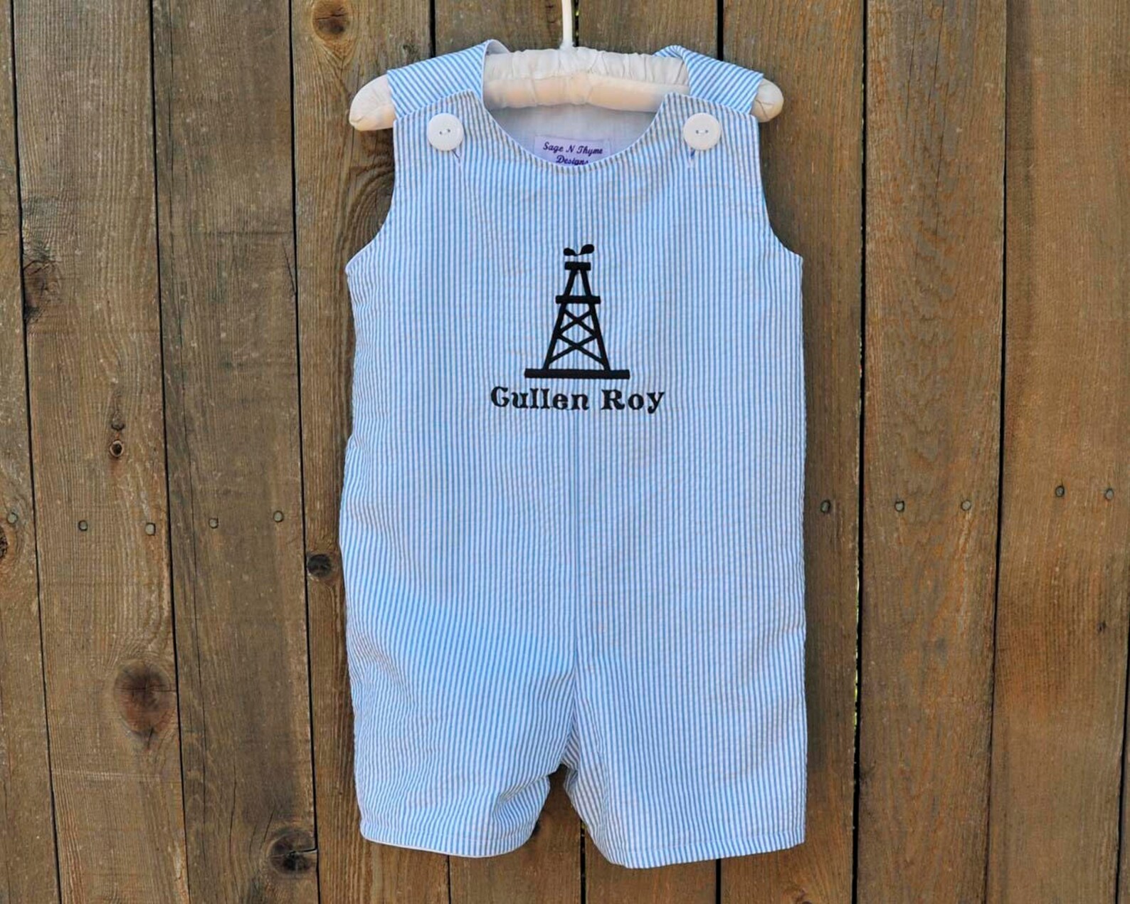 Oil Derrick Monogrammed Jon Jon, Shortall Longall Romper or Jumper ...