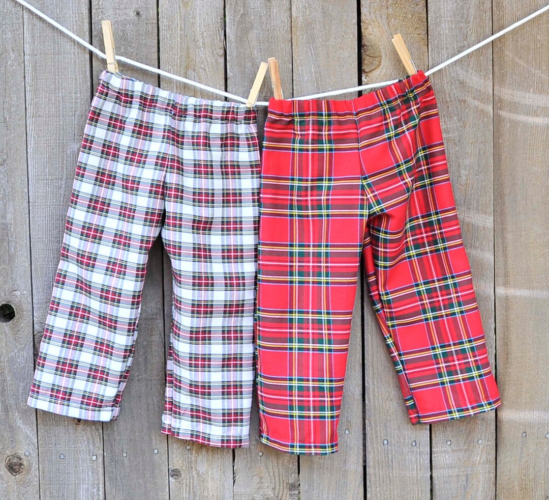Red Christmas Pants, Lightweight Red Boys Plaid Pants or Shorts, Tartan ...