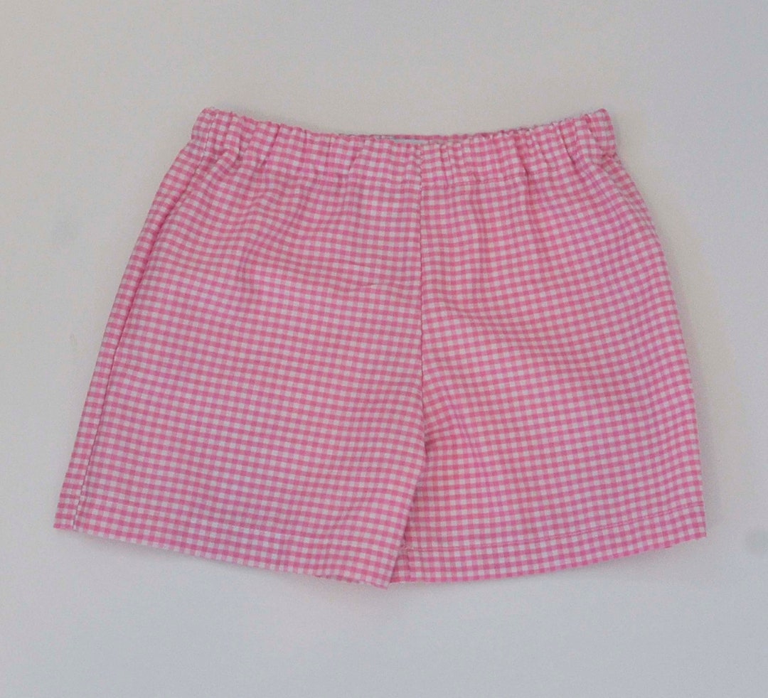 Girls Hot Pink Gingham Shorts or Pants, Many Colors Checked Plaid for ...