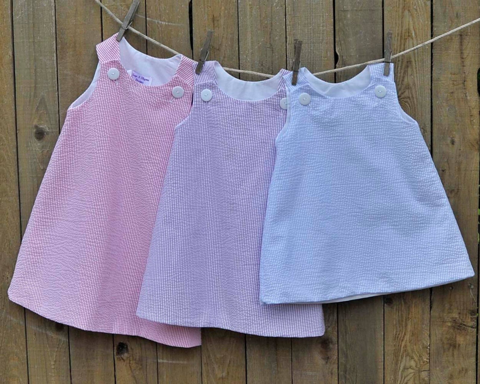 Baby Girl Blue Seersucker Dress and Bloomers, Classic A-line Jumper ...