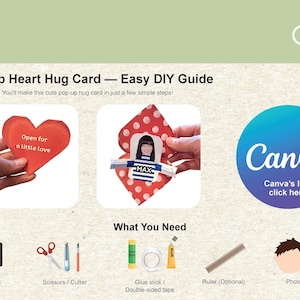 DIY Photo Hug Card Template • Printable Pop-up Heart (digital Download ...