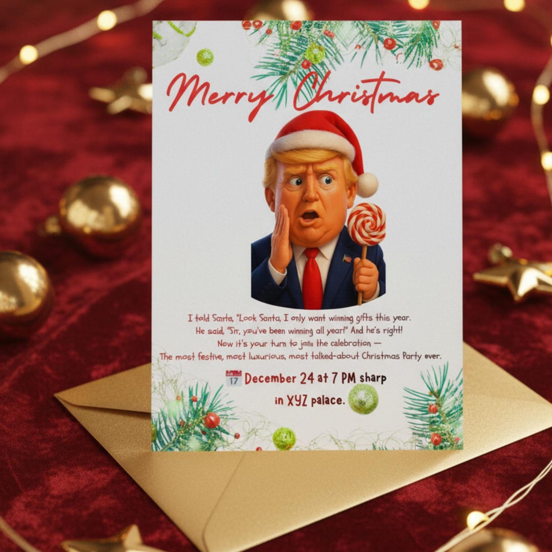 Printable Funny Trump Christmas Invitation Card, Christmas Humor ...