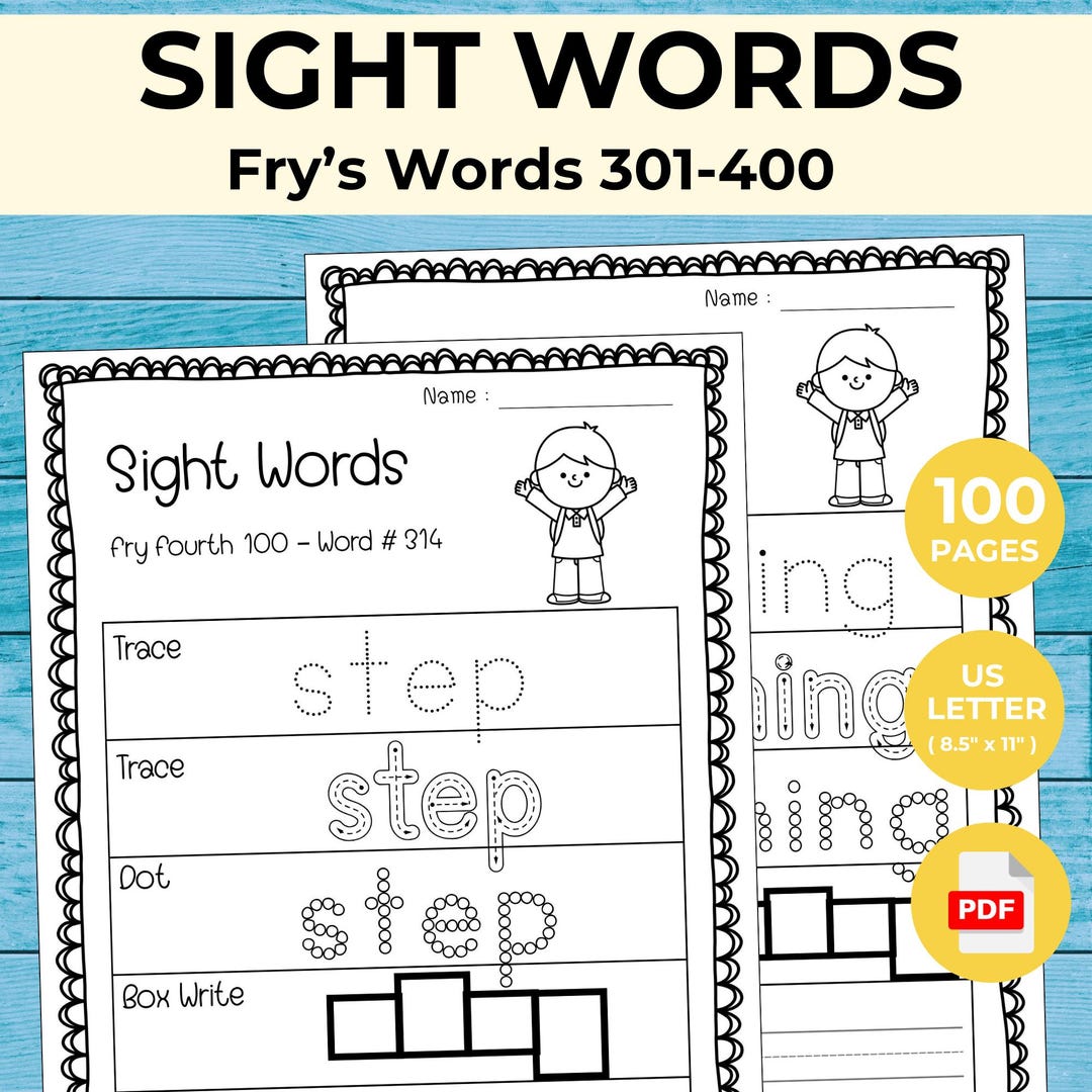 Fry Fourth 100 Sight Words Worksheets, Handwriting, Tracing Practice ...