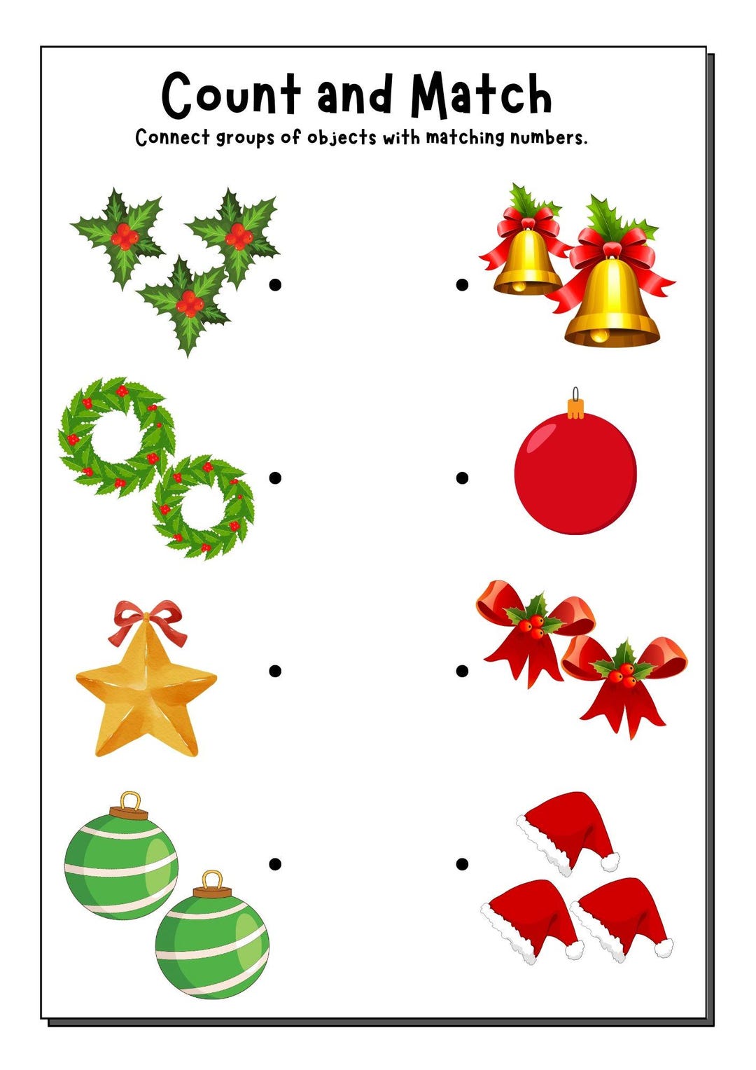 30 Christmas Counting Worksheets for Preschool, Numbers 1–10, Counting ...