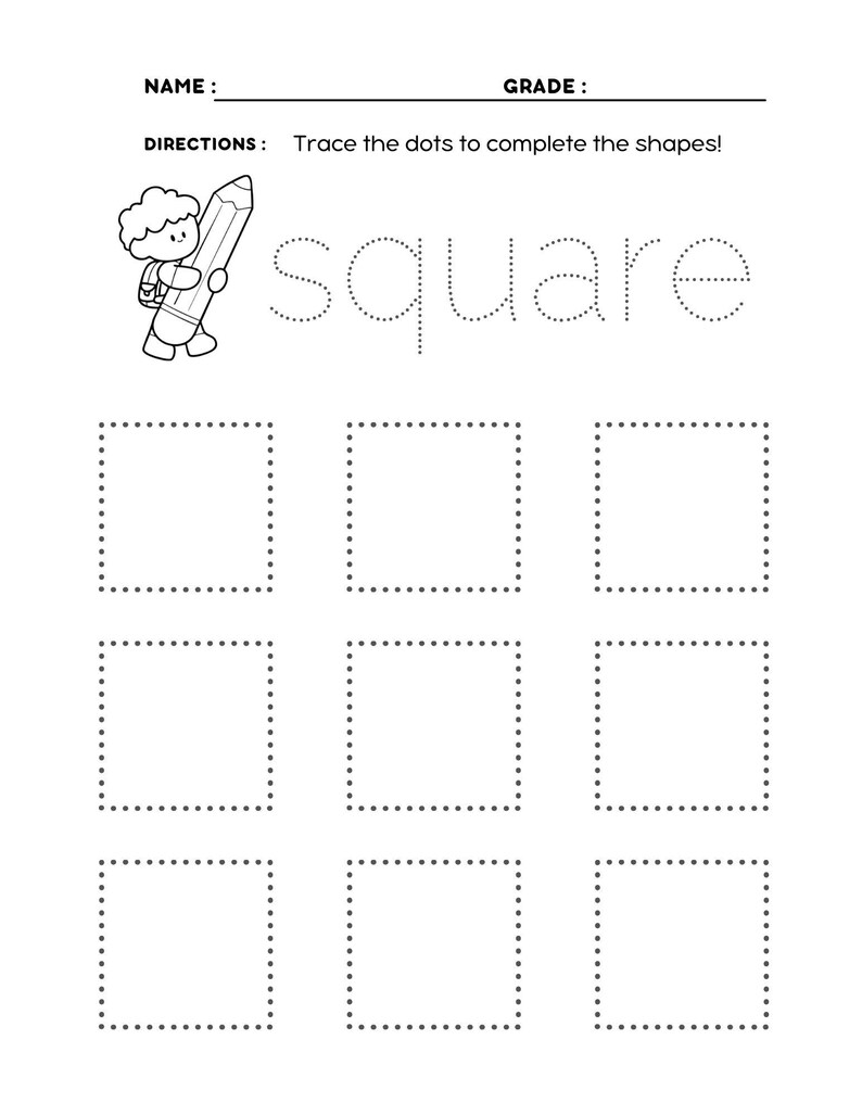 2D Shapes Worksheets for Preschool & Pre-k Circle, Square, Triangle ...