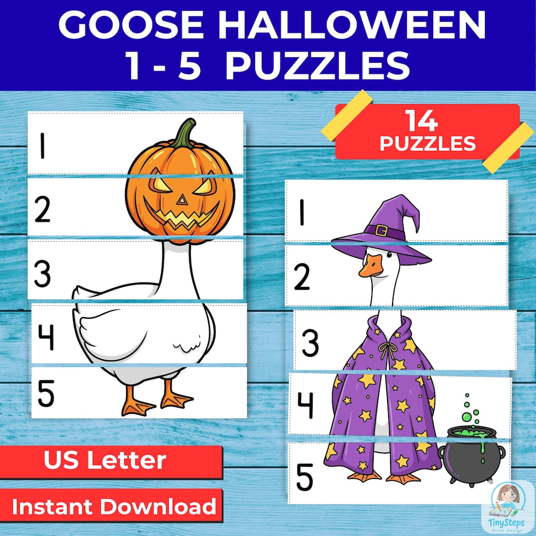 Goose Halloween Counting Puzzle Strips 1–5, Preschool Number Order ...