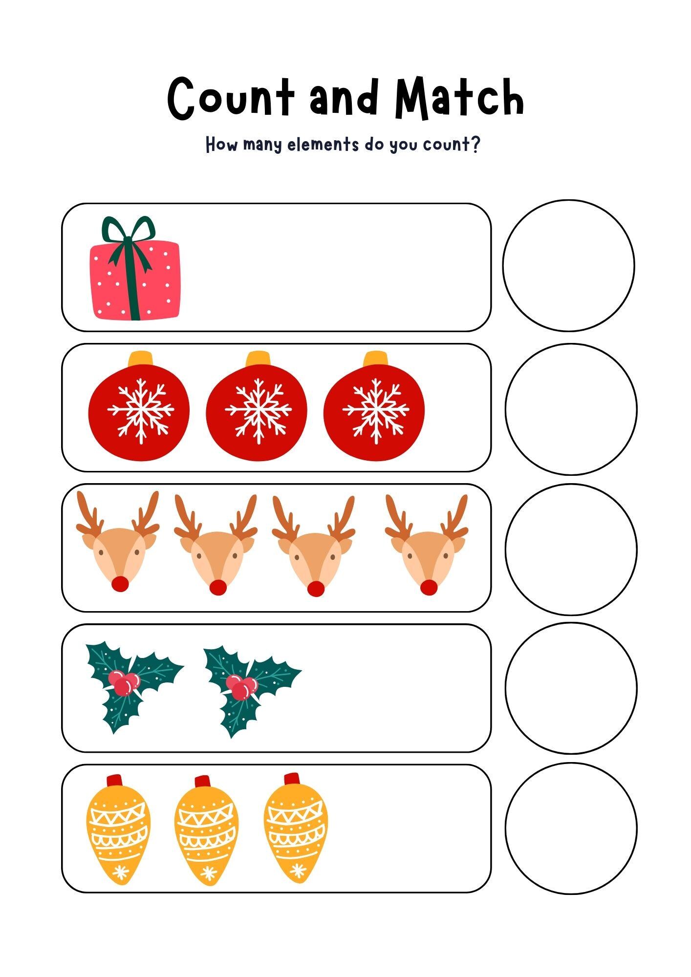 30 Christmas Counting Worksheets for Preschool, Numbers 1–10, Counting ...