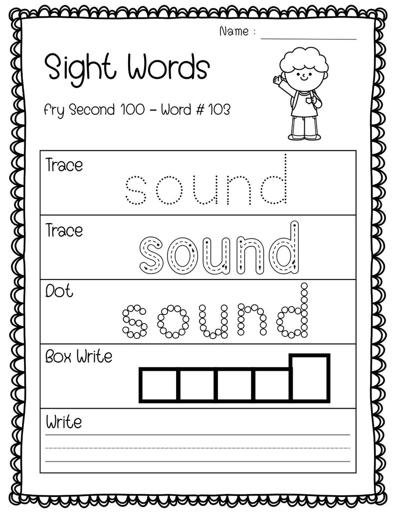 Fry Second 100 Sight Words Worksheets Handwriting and Spelling Activity ...