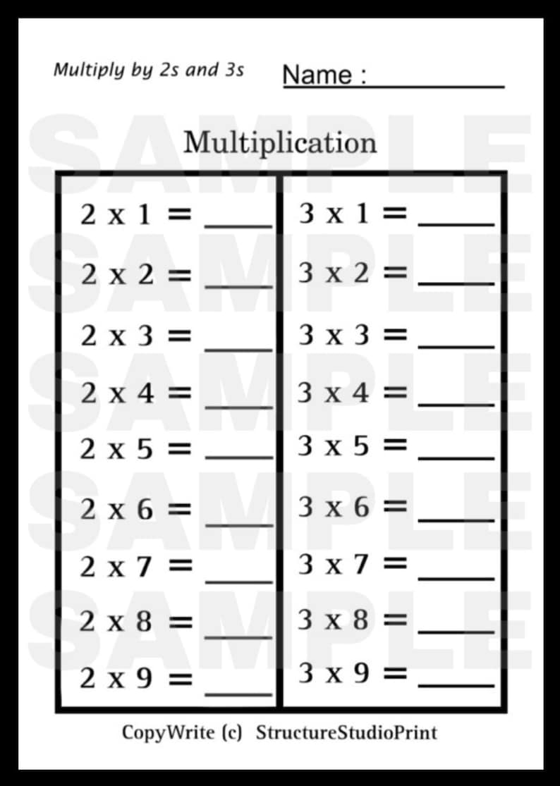2s and 3s Multiplication Worksheet Printable | Kids Math Practice ...